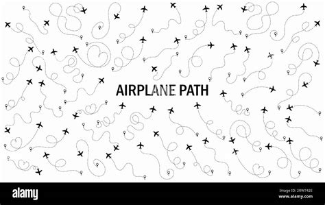 Airplane Or Aeroplane Routes Path Set Travel Concept From Start Point