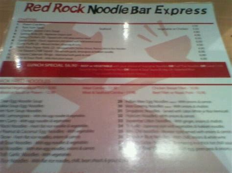 Menu At Red Rock Noodle Bar Semaphore 33 Semaphore Rd