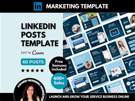 60 Linkedin Post Templates Social Media Content Posts Editable Canva