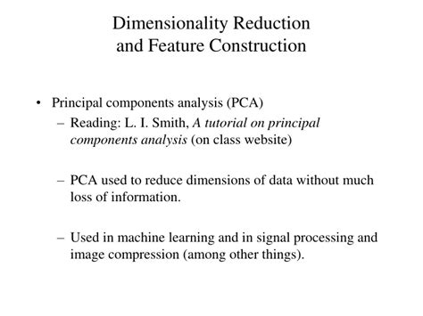 Ppt Dimensionality Reduction And Feature Construction Powerpoint Presentation Id 9243123