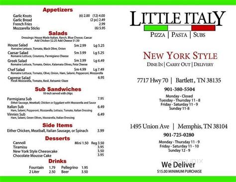 Menu Of Little Italy Pizza In Bartlett Tn 38133