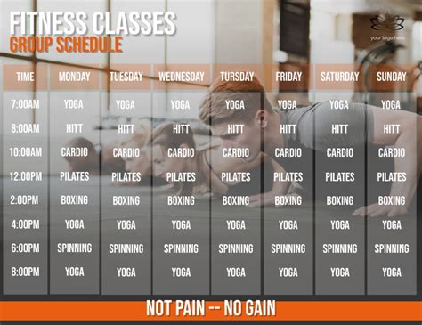 Gym Class Schedule Template Free Workout Schedule Templates To Print