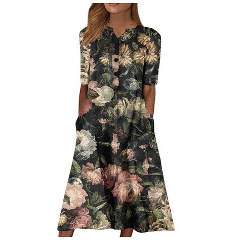 Wycnly Summer Dresses For Women Casual Pocket Button Down Plus Size