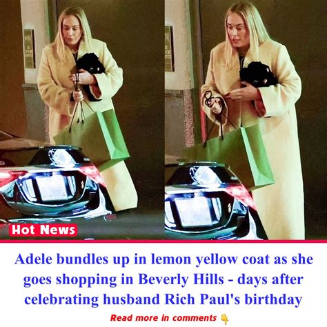 Adele Bundles Up In Lemon Yellow Coat As She Goes Shopping In Beverly