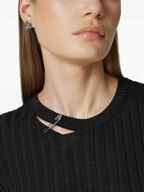 Versace Safety Pin Ribbed Knit Mini Dress Versace