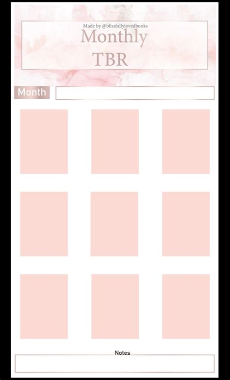 Monthly Tbr Template With Pink Watercolor Design
