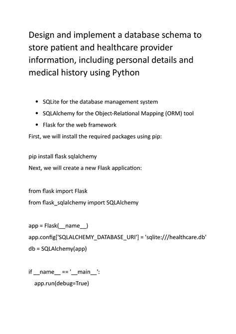 Healthcare Provider Information Python Design And Implement A