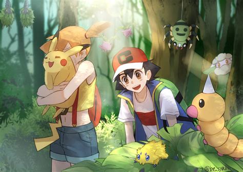 Be Syake Ash Ketchum Burmy Burmy Plant Cottonee Hoppip Joltik