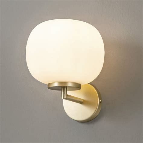 Lumiere Milton Small Oval Ball Wall Light In Satin Gold And Frosted White Shade