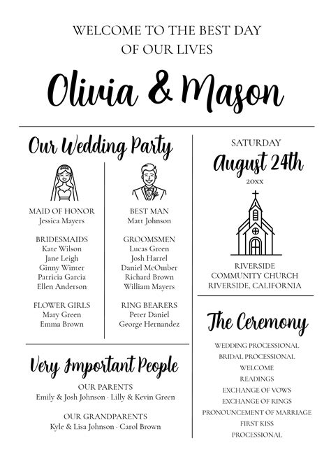 Elegant Modern Unique Infographic Wedding Program Zazzle