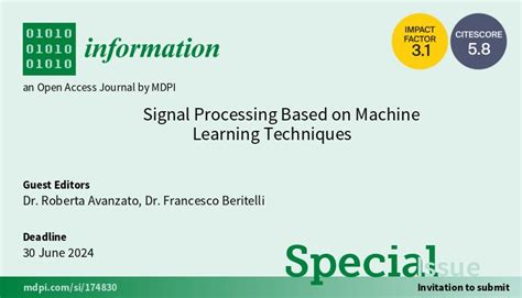 Specialissue Signalprocessing Machinelearning Information Mdpi