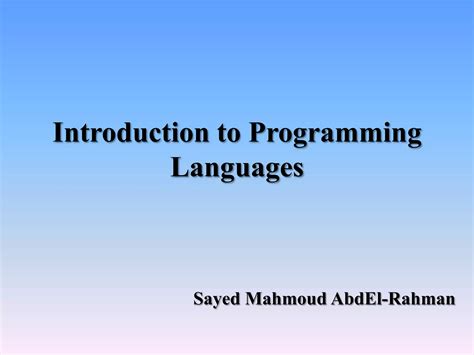 Introduction To Programming Languages Pptx Programming Languages Computing
