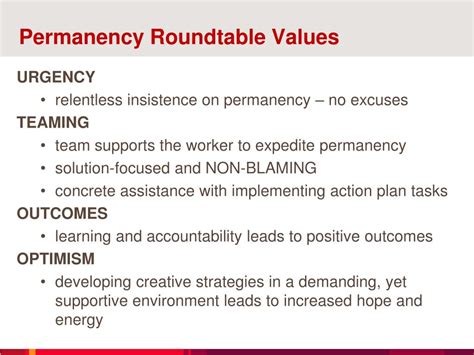 Ppt Permanency Values And Roundtable Orientation Powerpoint