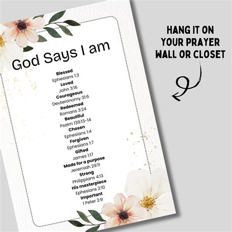 Who I Am In Christ Printable Bible Verses For Who God Says I Am Pdf