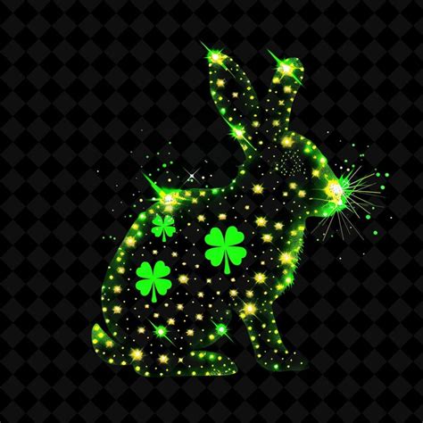 Premium Psd A Rabbit With A Clover And Clover On A Black Background