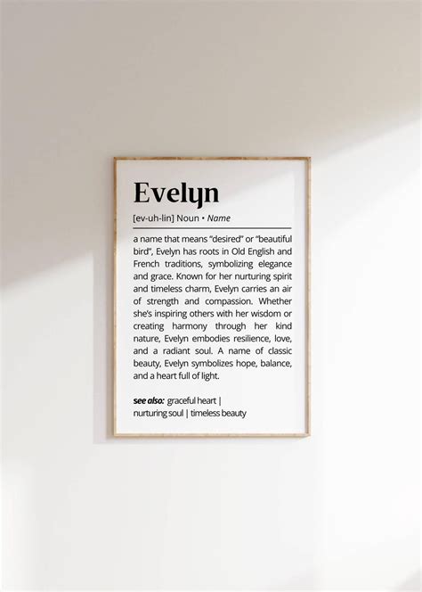Evelyn Name Definition Print Personalized Elegant Wall Art Digital Download Etsy