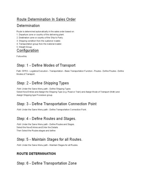 Route Determination Configuration In Sap Pdf Delivery Commerce