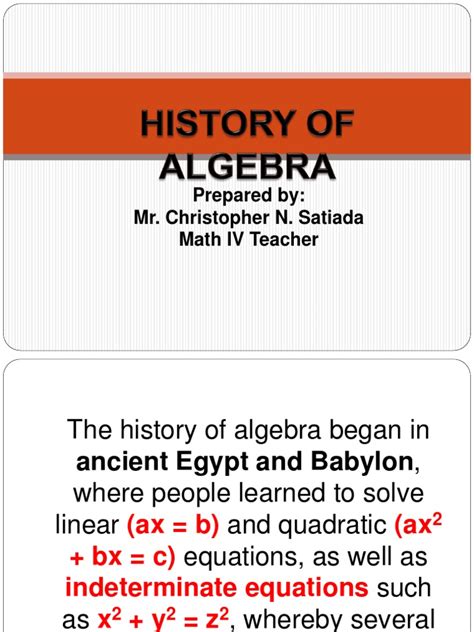 History And Evolution Of Algebra Pdf Algebra Equations