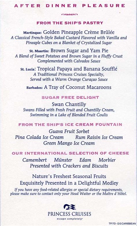 Cruiseclues Princess Cruises Star Princess Dinner Menus Cruise Food