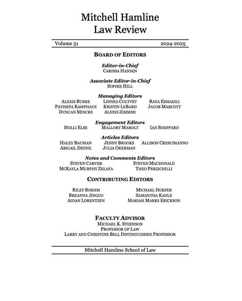 We Are Excited To Announce The Incoming Volume 51 Editorial Board With