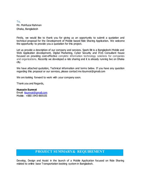 Ride Sharing App Proposal Letter Docx