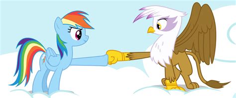 Rainbow Dash And Gilda Hoof Fist Bump On Clouds By Tomfraggle On Deviantart