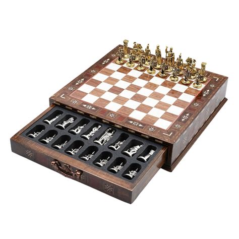 Handmade Inlay Chess Set With Drawer Storage 30 Cm 12 Die Cast