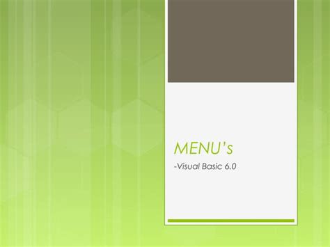 Visual Basic Menu Ppt Operating Systems Computer Software And