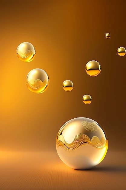 Premium Ai Image Abstract Golden Bubbles Shiny Orbs Wallpaper Background