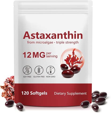 Tiuedu Astaxanthin 12mg 120 Softgels 4 Month Supply
