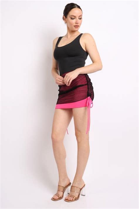 Ruched Mesh Contrast Mini Skirt Etsy