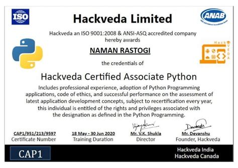 Hackveda Certified Associate In Python Programming Pdf