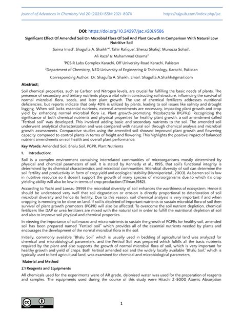 Pdf Significant Effect Of Amended Soil On Microbial Flora Of Soil And