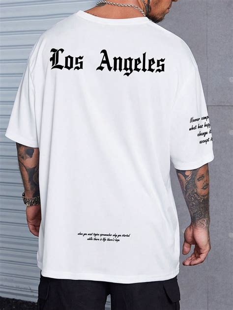 Men Plus Slogan Graphic Drop Shoulder Tee In 2024 Drop Shoulder Tee