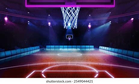 Neon Basketball Court Night Street Basketball Court And Neon