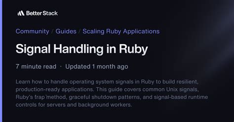 Signal Handling In Ruby Better Stack Community