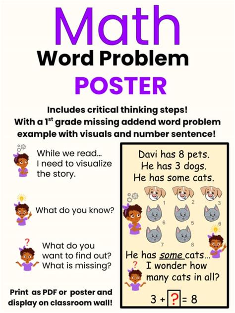 Math Word Problem Critical Thinking Steps With Visuals And Example
