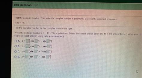 solved this question 1 pt plot the complex number then
