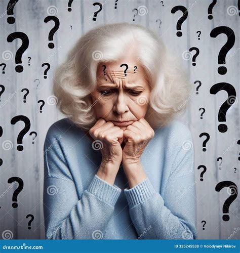 Confused Embarrassed Worried And Depressed Elderly Woman Surrounded