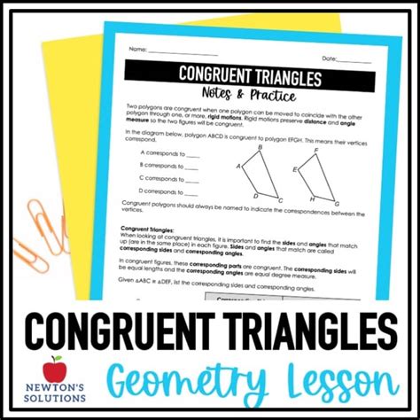 Intro To Congruent Triangles Lesson Guided Notes Homework Daily Assessment