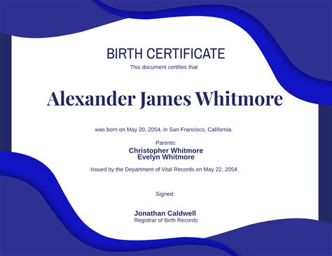 Free Fake Birth Certificate For Fun Template To Edit Online