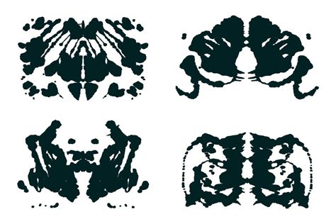 Hand Brushed Symmetrical Ink Splash Collection Abstract Rorschach