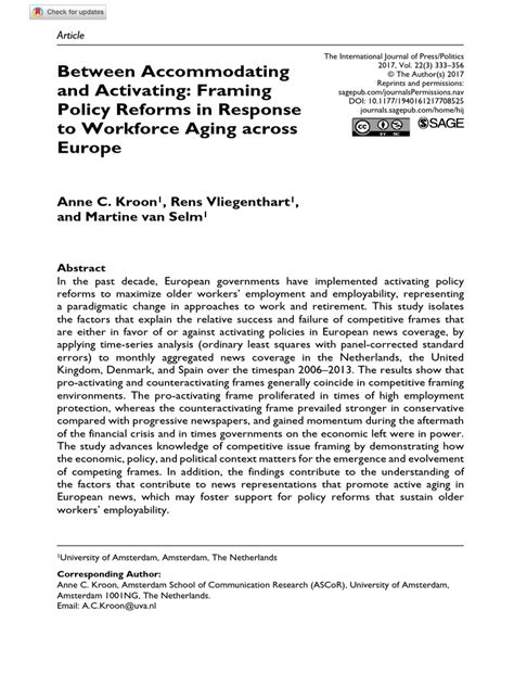 Kroon Et Al 2017 Between Accommodating And Activating Framing Policy