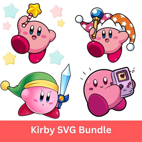 Kirby Svg Bundle Cute Kirby Clipart Png Cartoon Game Character Svg