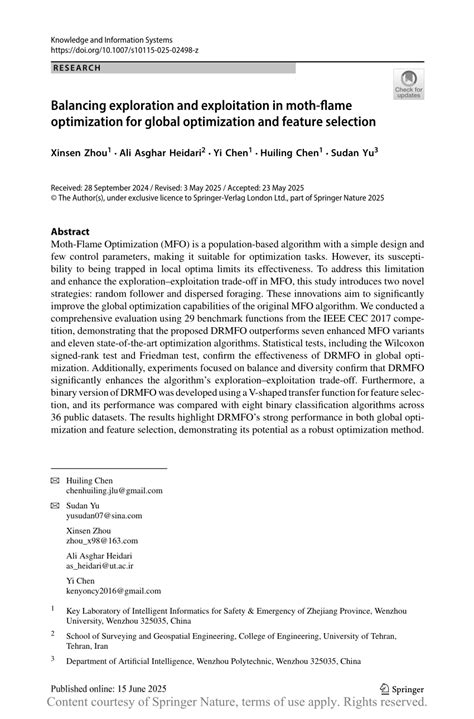 Balancing Exploration And Exploitation In Moth Flame Optimization For Global Optimization And