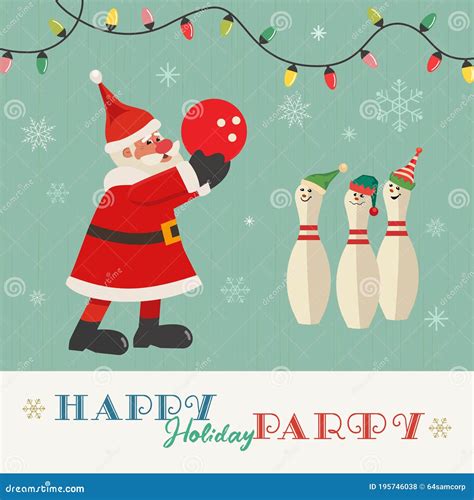 Bowling Happy Holiday Party Flat Vector Greeting Stock Vector Illustration Of Cartoon Play