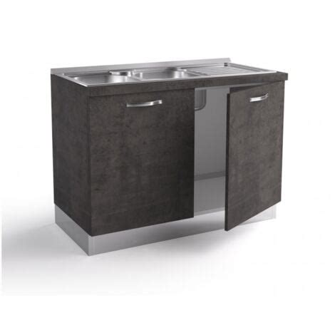 Base Sottolavello Cucina 120x60xh84 Cm In Legno Colore Lava Con Due