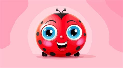 Adorable Funny Red Ladybug Cute Smiley Bug Vector Illustration
