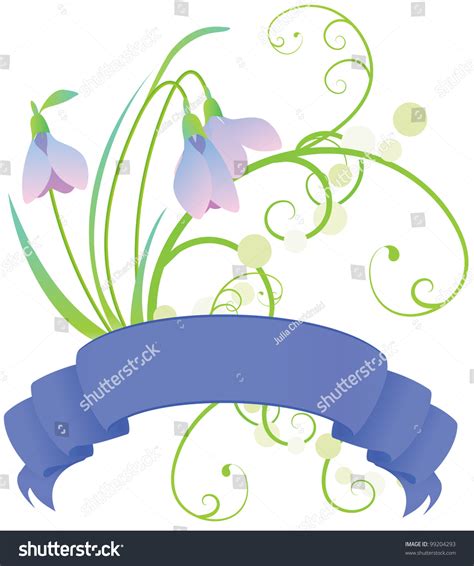 Vector Snowdrops Flowers Scroll Grass Illustration Stock Vector