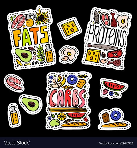 Carbohydrates Fats And Proteins Royalty Free Vector Image